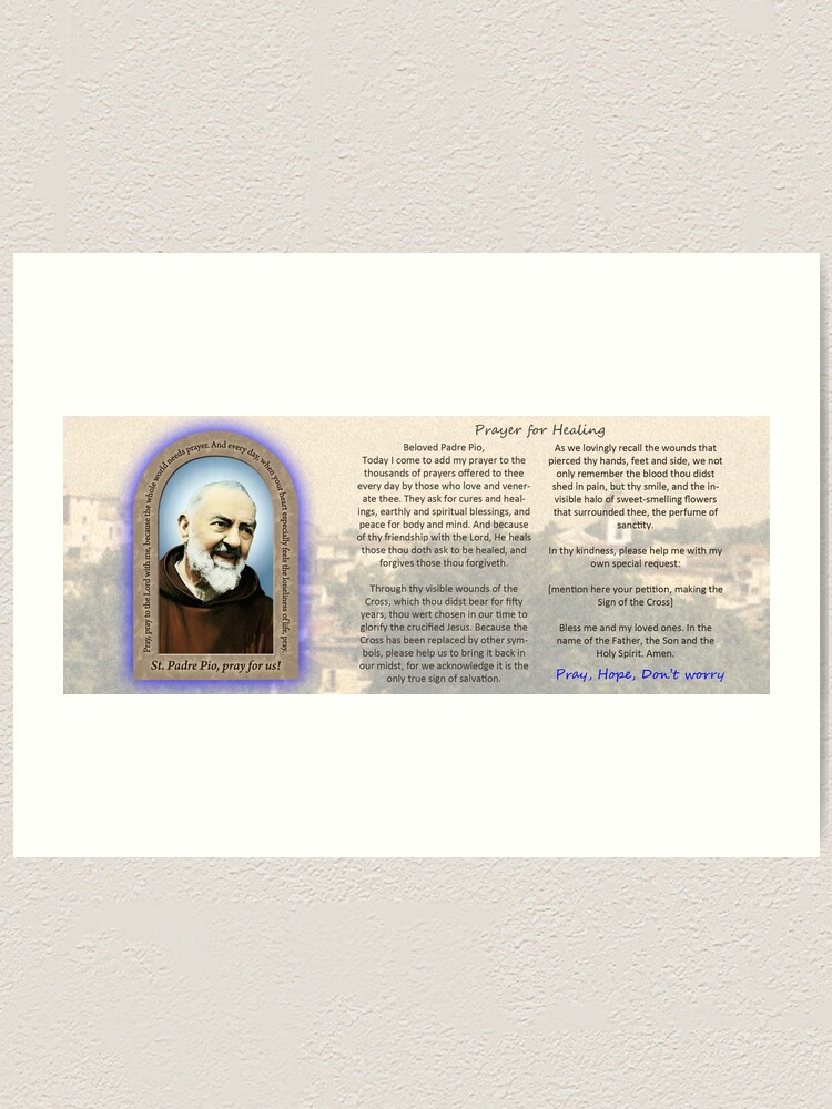 "Padre Pio Pray Hope Don't Worry Prayer for Healing Catholic Saint ...