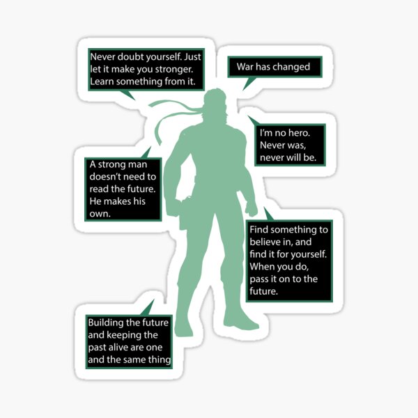 "Metal Gear Solid Snake Quotes" Sticker by pressstartprint | Redbubble