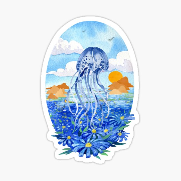 "Watercolor Blue Jellyfish" Sticker for Sale by virillanissa | Redbubble