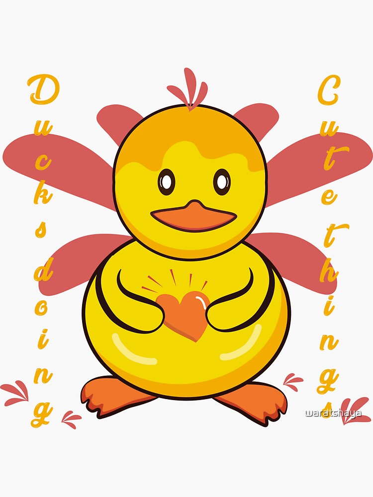 "Ducks doing cute things yellow duck hugging heart" Sticker for Sale by ...