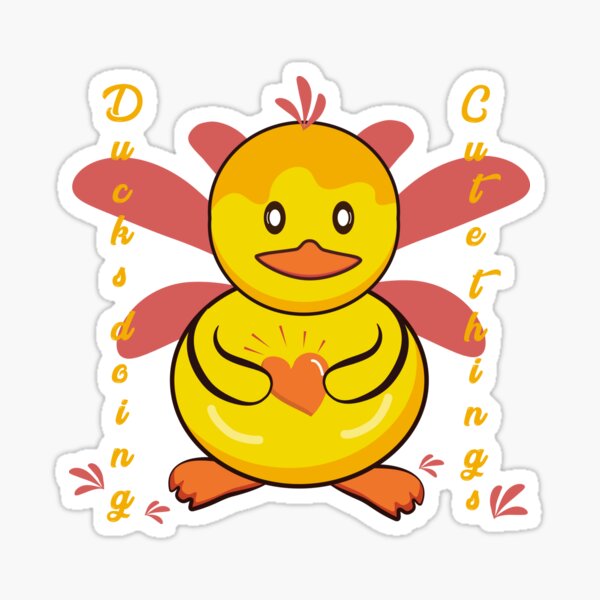 "Ducks doing cute things yellow duck hugging heart" Sticker for Sale by ...