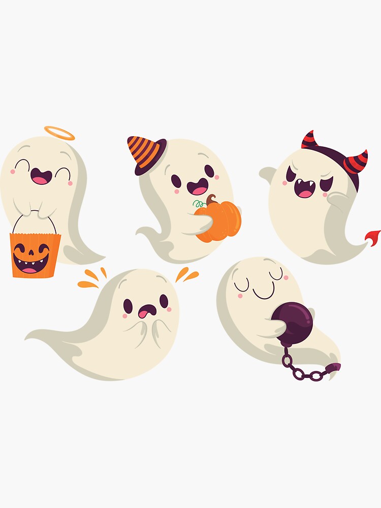 "Cute ghost sticker pack" Sticker for Sale by housecheck | Redbubble