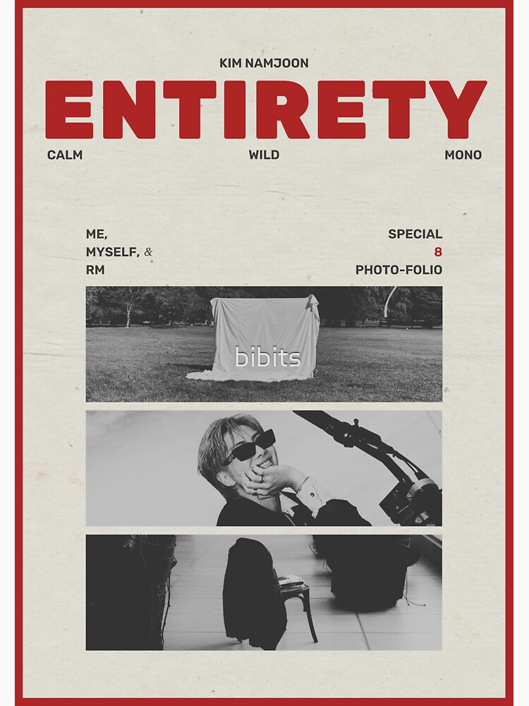 "RM Entirety Poster (Red border)" Sticker for Sale by bibits | Redbubble