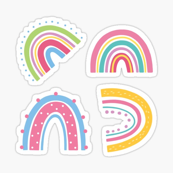 "Blue Yellow Pink Pastel Minimalist Rainbow Sticker Pack" Sticker for ...