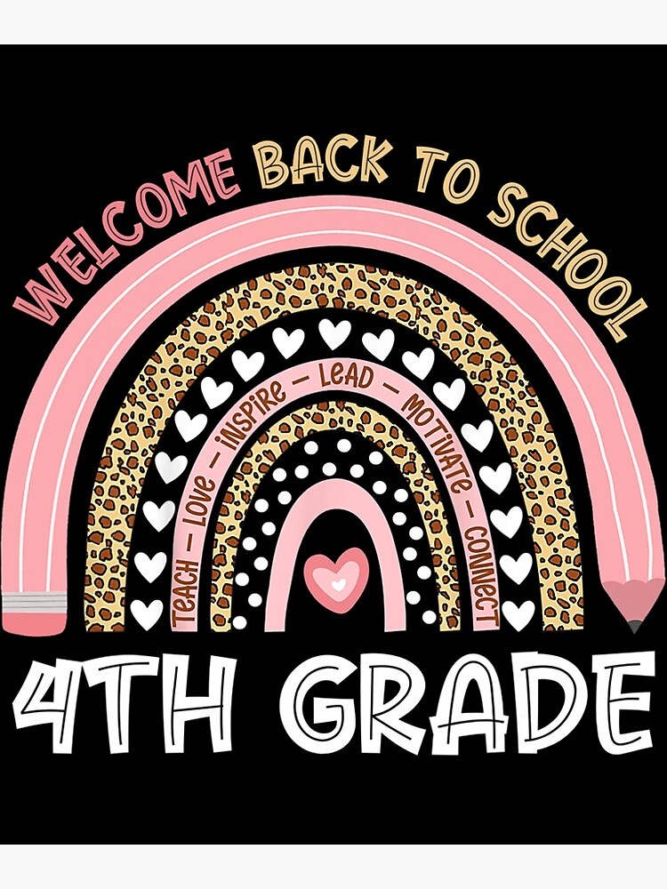 "Welcome Back To School 4th Grade Teacher Rainbow Leopard" Poster for ...