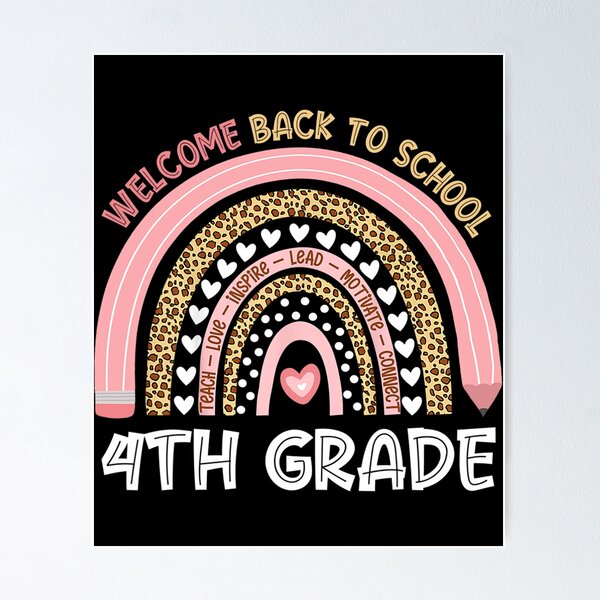 "Welcome Back To School 4th Grade Teacher Rainbow Leopard" Poster for ...