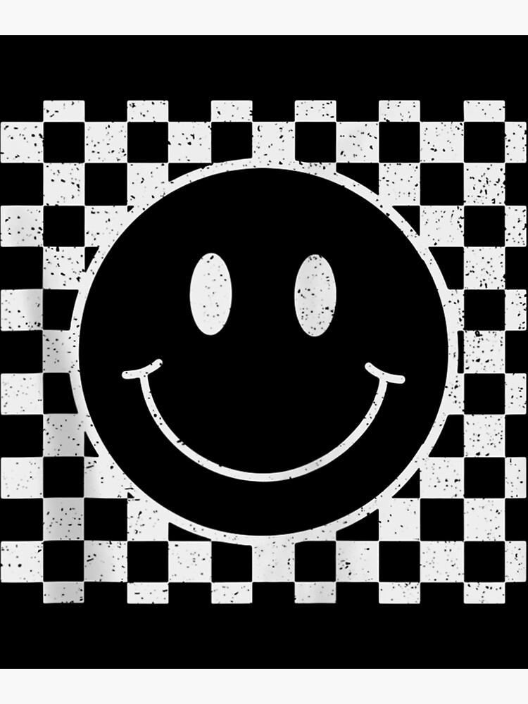 "Retro Vintage Smiley Face Checkered Pattern Smile Face Meme" Poster ...
