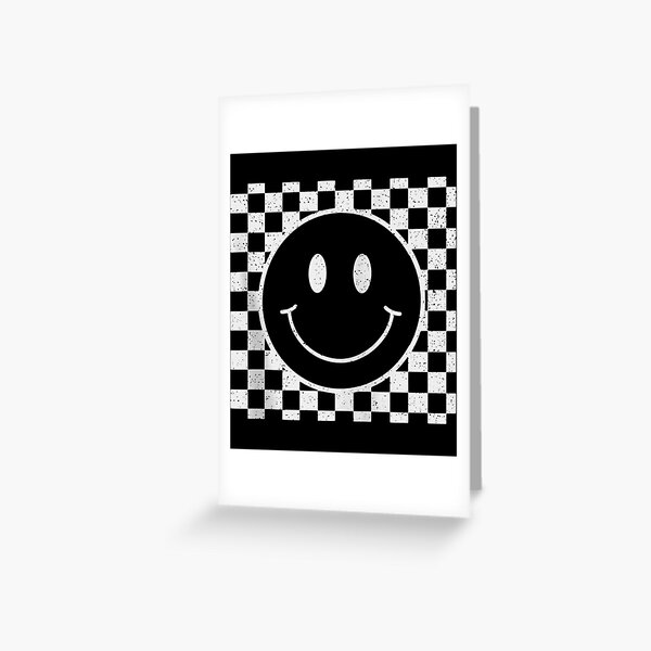 "Retro Vintage Smiley Face Checkered Pattern Smile Face Meme" Greeting ...