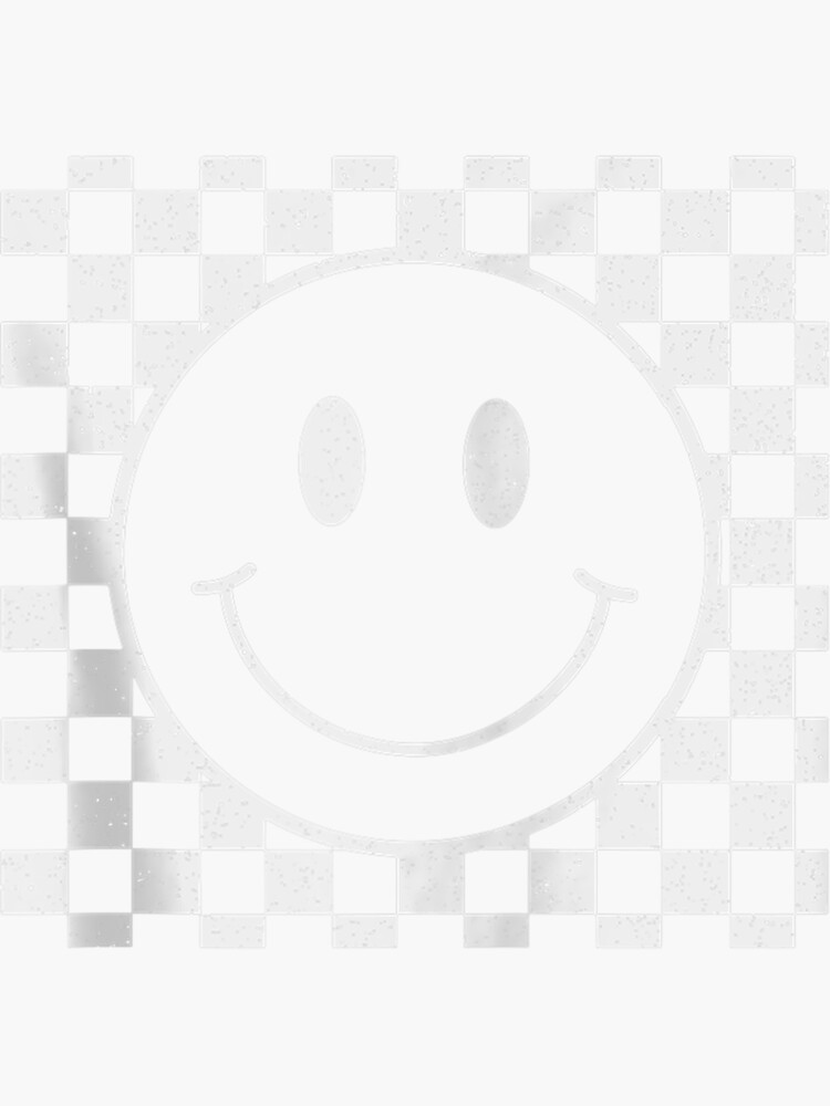 "Retro Vintage Smiley Face Checkered Pattern Smile Face Meme" Sticker ...