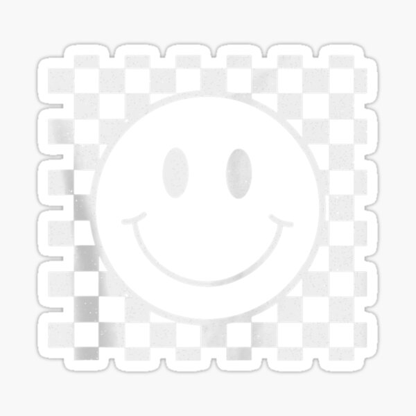 "Retro Vintage Smiley Face Checkered Pattern Smile Face Meme" Sticker ...