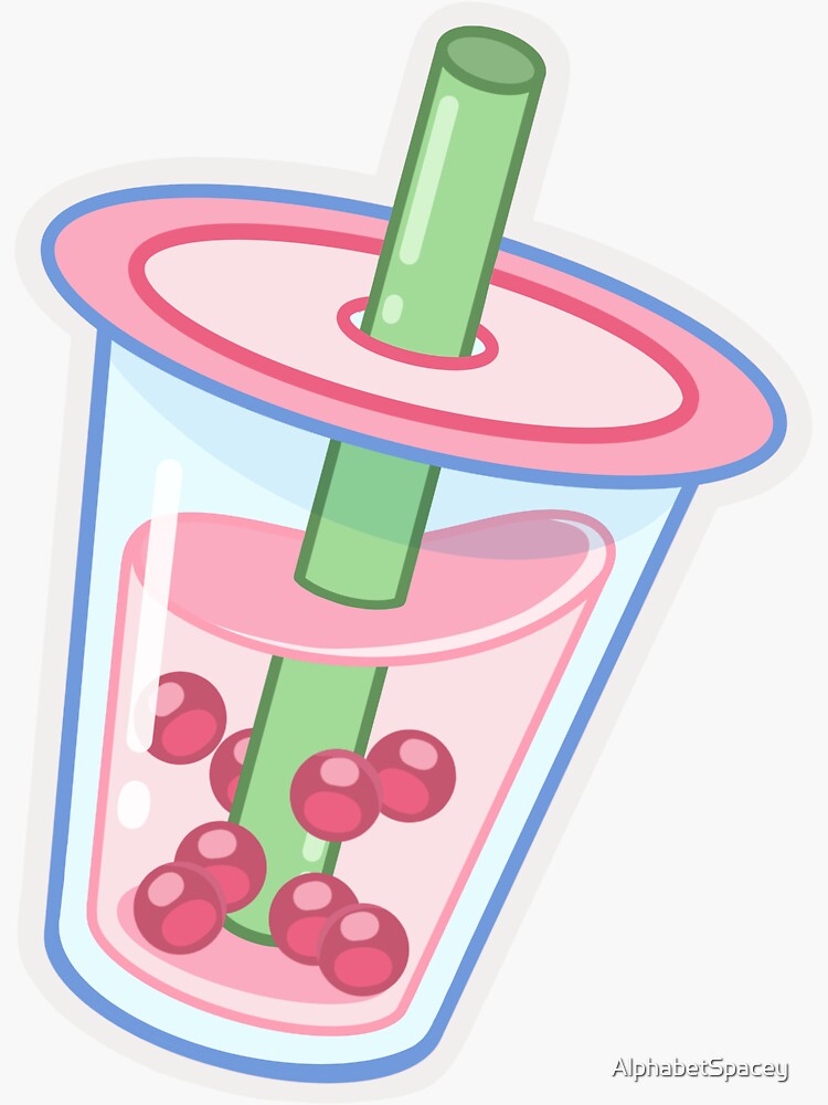 "Pink Boba Tea" Sticker for Sale by AlphabetSpacey | Redbubble