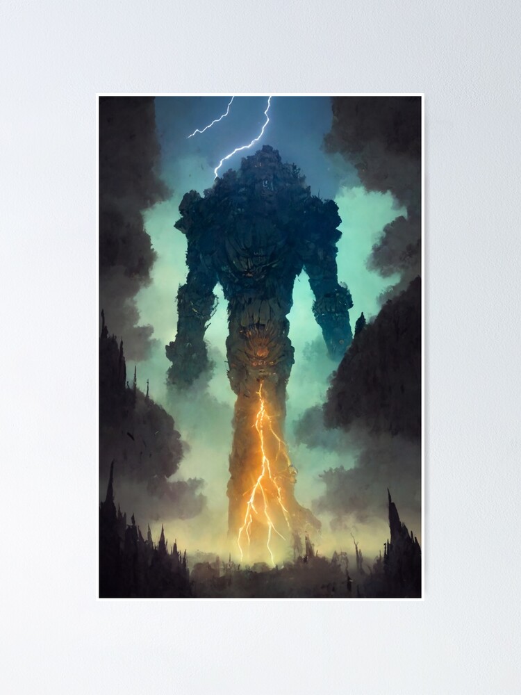 "Lightning Golem" Poster for Sale by FantasyAI | Redbubble