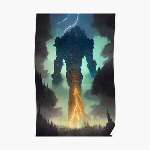 "Lightning Golem" Poster for Sale by FantasyAI | Redbubble