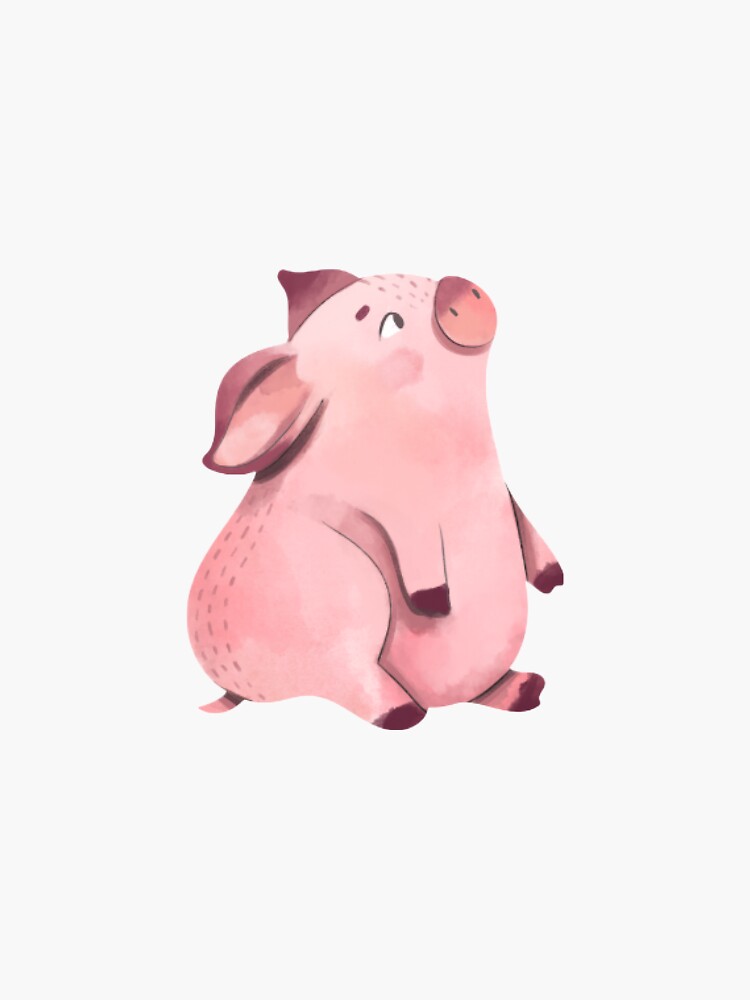 "Chubby Pig Sticker " Sticker for Sale by GUGULENA | Redbubble