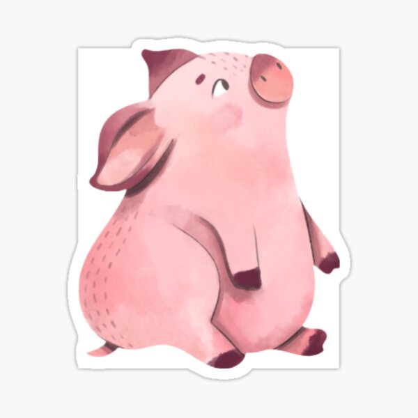 "Chubby Pig Sticker " Sticker for Sale by GUGULENA | Redbubble