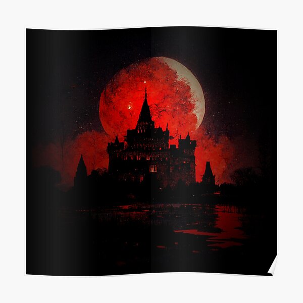 "Transylvania castle with red moon " Poster for Sale by penablanca ...