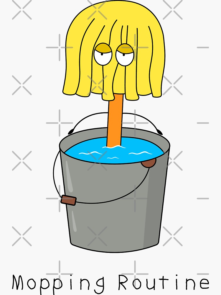 "Bucket and A Mop" Sticker for Sale by wordspotrayal | Redbubble