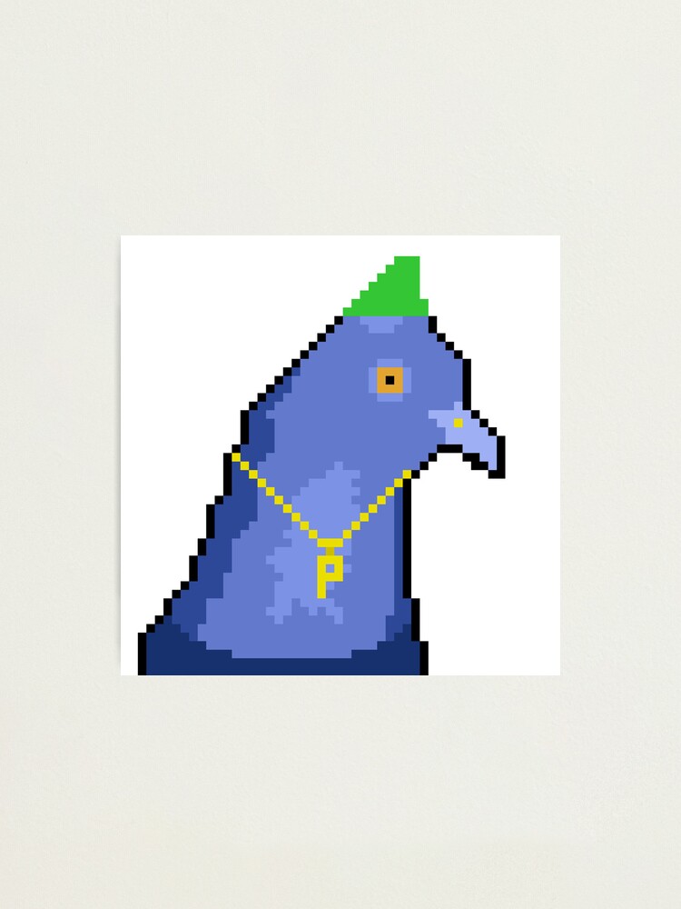 "Pigeon Punk. Pigeon With Gold Chain and Green Mohawk. NFT Style Pixel ...