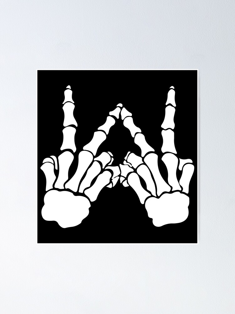 "westside skeleton hand west coast skeleton sign hand halloween" Poster ...