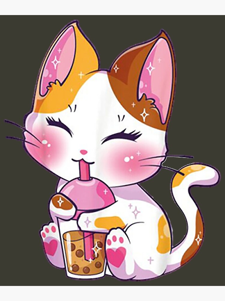 "cat boba tea bubble - cat boba tea" Art Print for Sale by AlfieMcLean ...