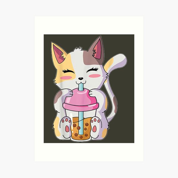 "cat boba tea bubble - cat boba tea" Art Print for Sale by AlfieMcLean ...