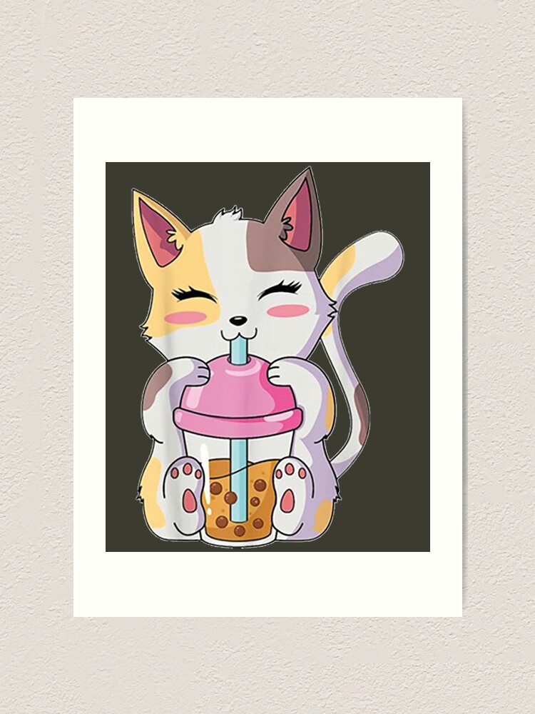 "cat boba tea bubble - cat boba tea" Art Print for Sale by AlfieMcLean ...