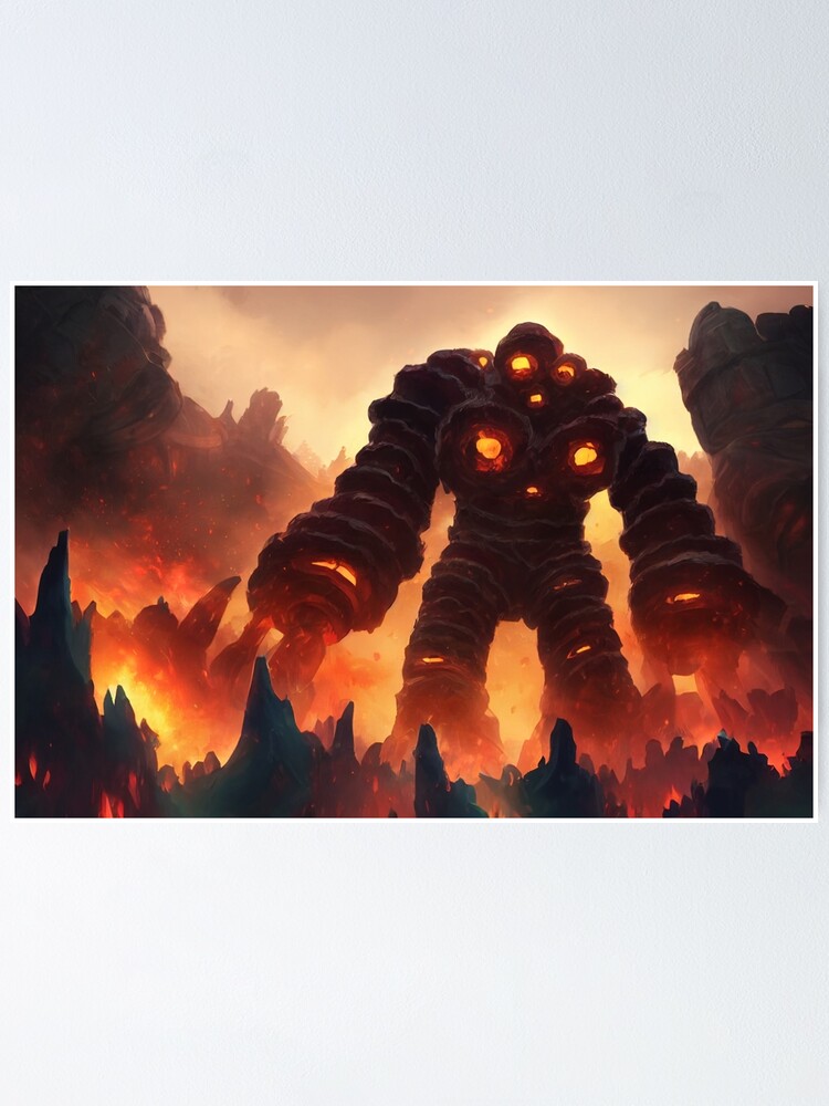 "Fire Golem" Poster for Sale by FantasyAI | Redbubble