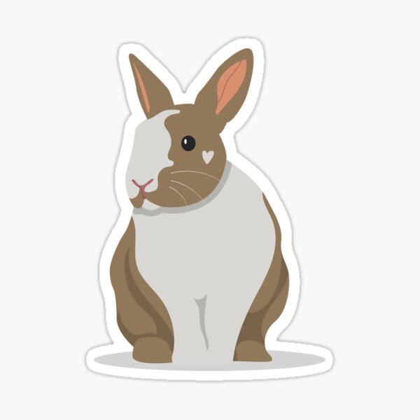 "Bunny with a heart on his cheek" Sticker for Sale by MusaDesigns ...