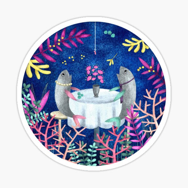 "Under the sea in circle" Sticker for Sale by Kokonut-Planet | Redbubble