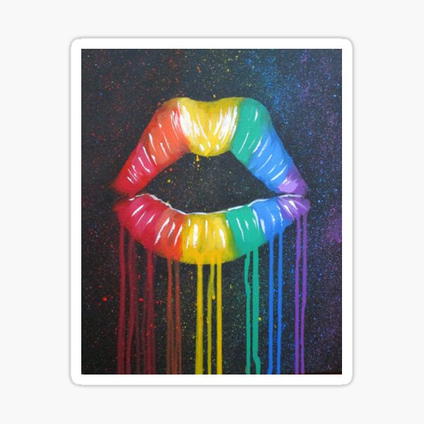 "Pride Rainbow Lips" Sticker for Sale by MidnightAkita | Redbubble