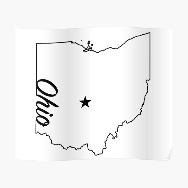 "Ohio -- US State (simple outline with capital star) " Poster for Sale ...