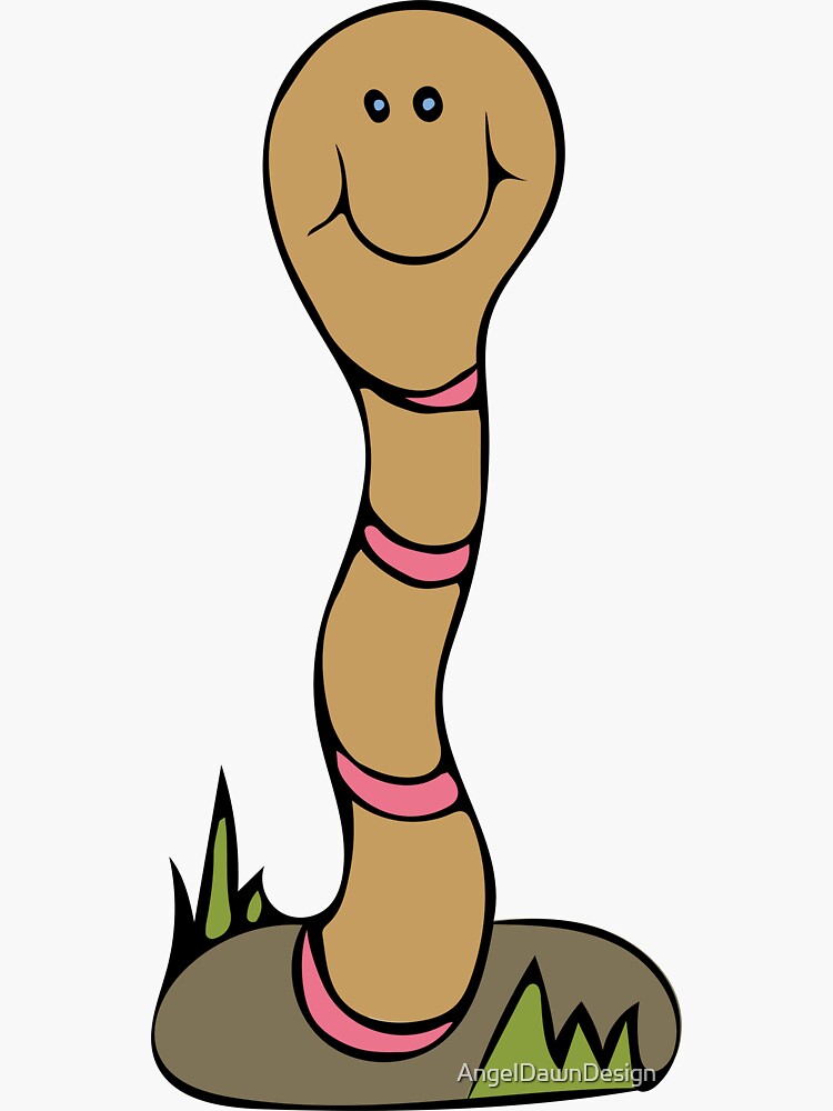 "Happy cute smiling cartoon worm illustration" Sticker for Sale by ...