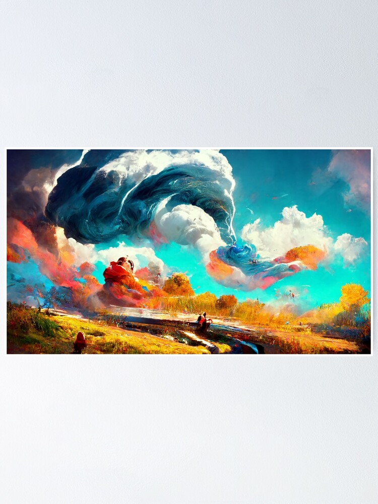 "Spiral Clouds Landscape Digital Painting" Poster for Sale by ...