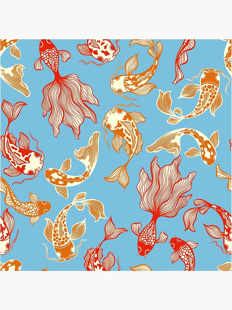 "Japanese Red Koi Fish Pattern Design - Koi Fish Patterns" Poster for ...