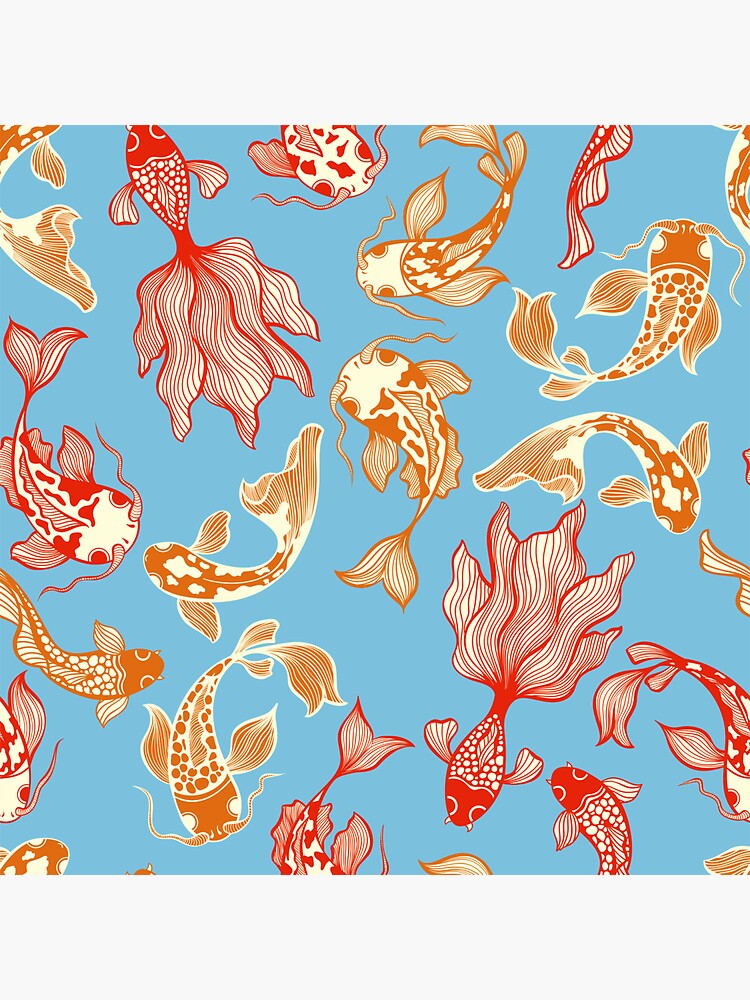 "Japanese Red Koi Fish Pattern Design - Koi Fish Patterns" Sticker for ...