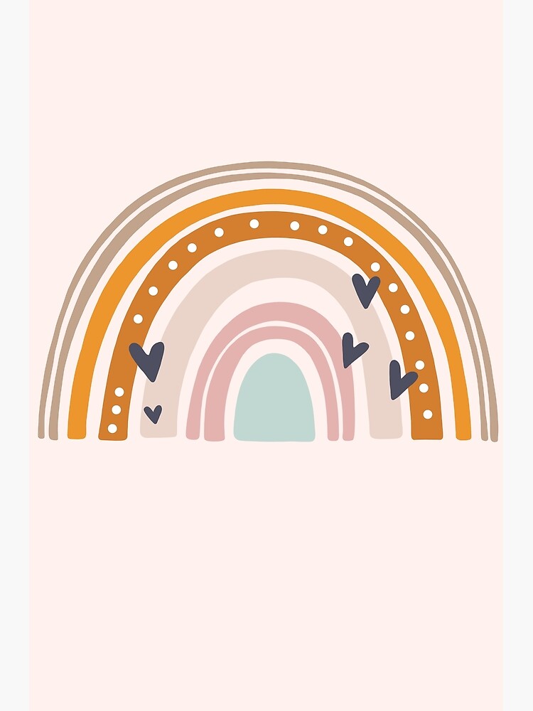 "Earthy Pastel Colors Boho Rainbow Raining Hearts" Poster for Sale by ...