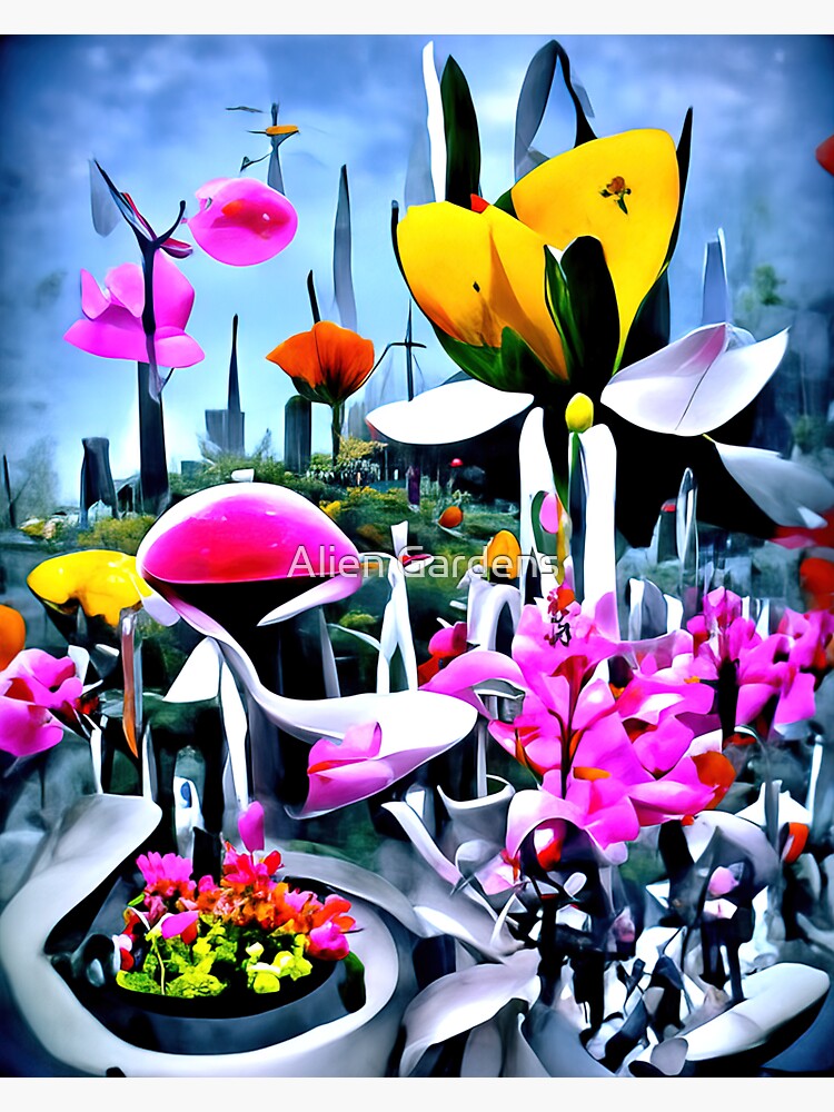 "Alien Garden Flowers - Futuristic garden in bloom #1" Sticker for Sale ...
