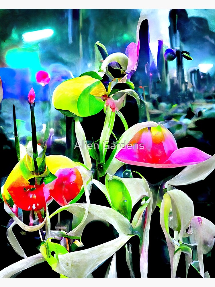 "Alien Garden Flowers - Futuristic garden in bloom #2" Poster for Sale ...