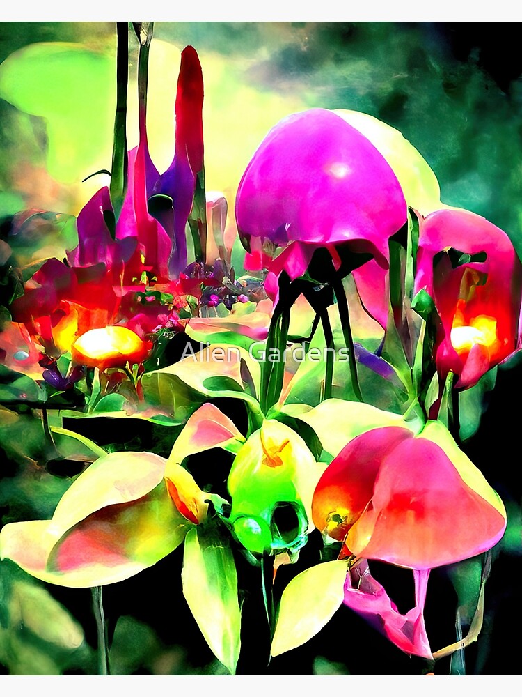 "Alien Garden Flowers - Futuristic garden in bloom #3" Poster for Sale ...