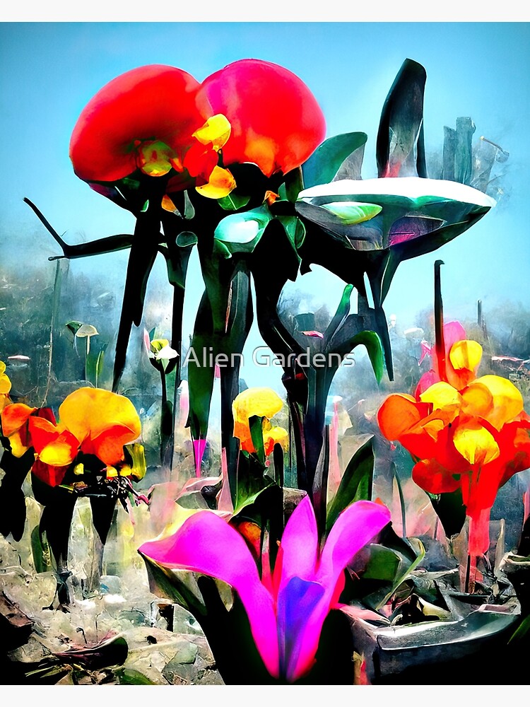 "Alien Garden Flowers - Futuristic garden in bloom #4" Poster for Sale ...