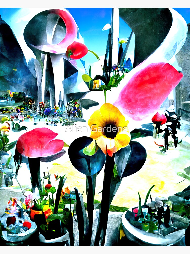 "Alien Garden Flowers - Futuristic garden in bloom #6" Sticker for Sale ...