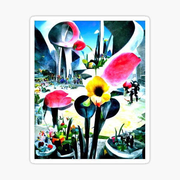 "Alien Garden Flowers - Futuristic garden in bloom #6" Sticker for Sale ...