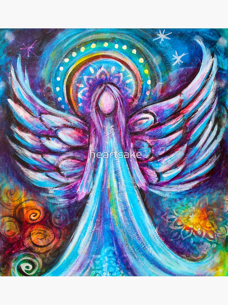 "Blessed Blue Angel Guide Painting" Sticker for Sale by heartsake ...