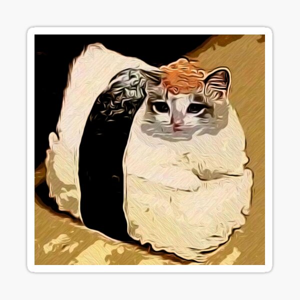 "Famous Popular meme Sushi Cat OIL PAINTING style Artwork" Sticker for ...