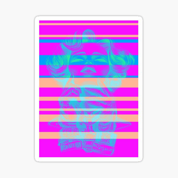"neon glitch" Sticker for Sale by larabwolf | Redbubble