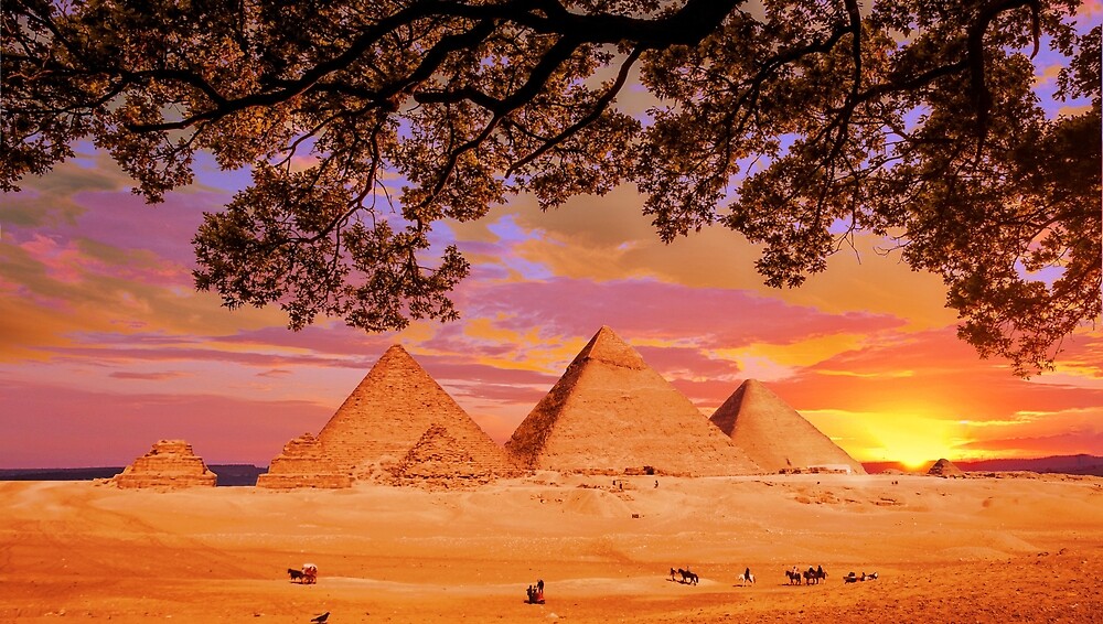 "Sunrise at Egyptian Pyramids" by ZeZoDesign | Redbubble