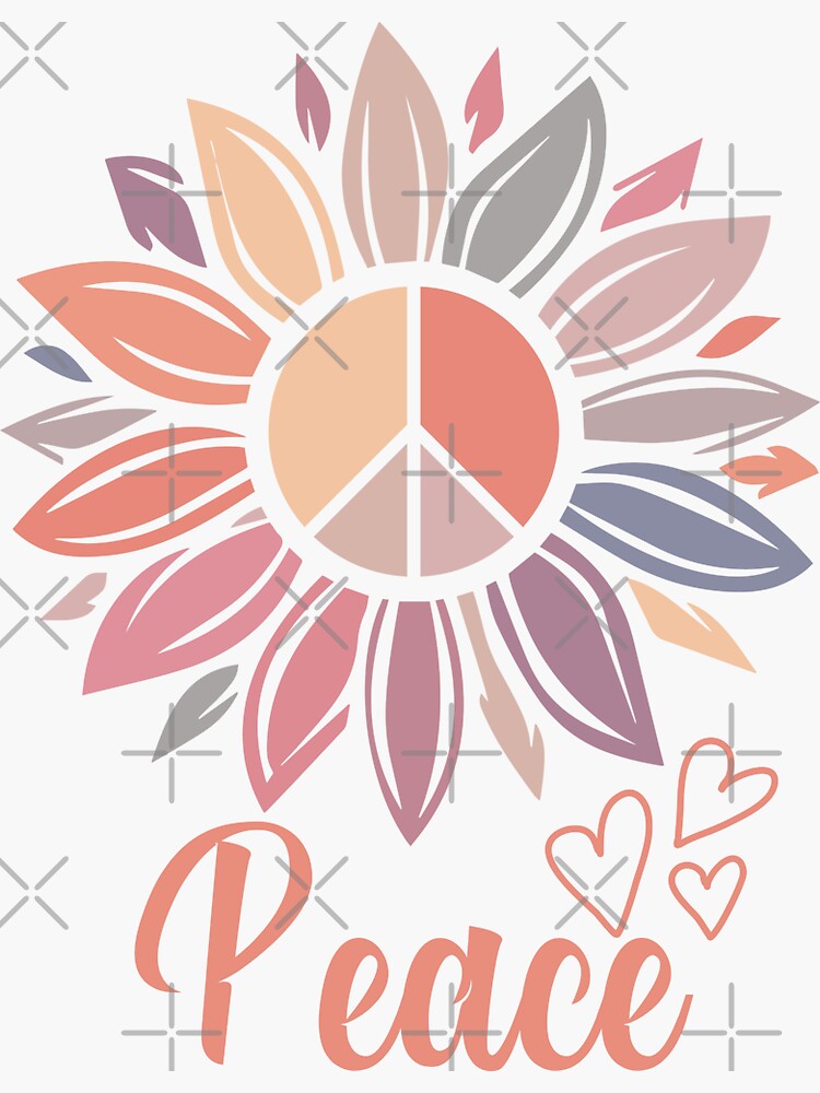 "Colorful Pastel Peace Sunflower" Sticker for Sale by HappyLifeCreate ...