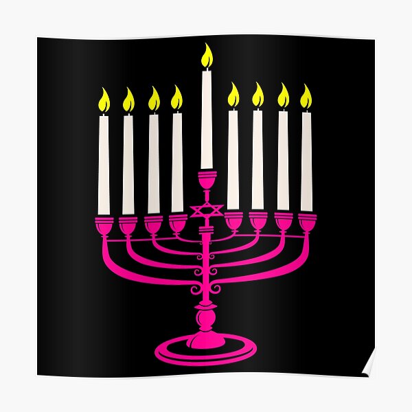 "hot pink menorah hanukkah " Poster for Sale by gossiprag | Redbubble