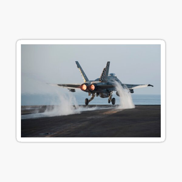 "An F/A-18C Hornet launches from USS Harry S. Truman." Sticker by ...