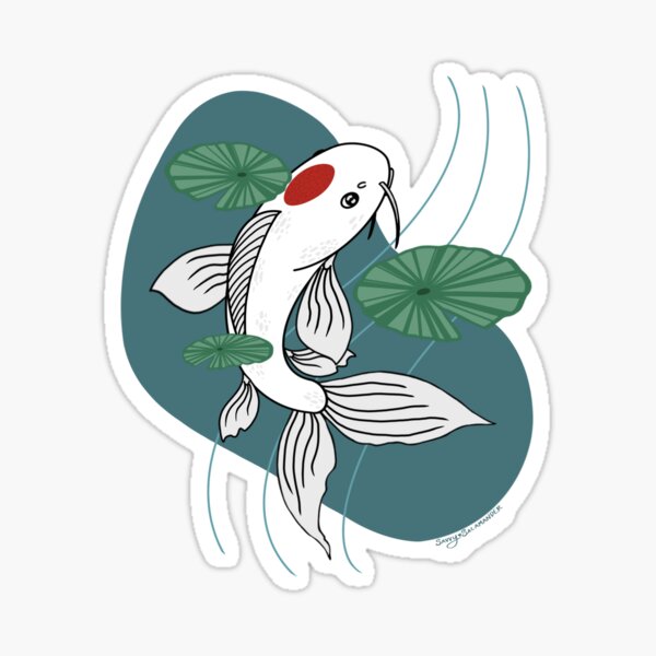 "Tancho Kohaku Koi" Sticker for Sale by SavvySalamander | Redbubble
